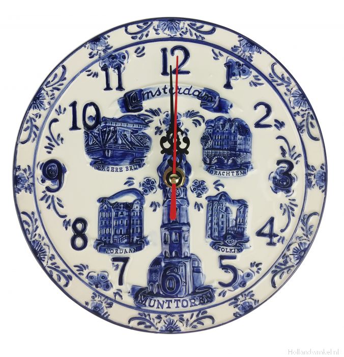 Delft blue clock Amsterdam, 15cm The webshop for Dutch Delftware