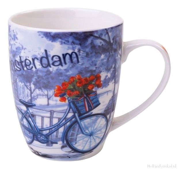 Mok "Amsterdam Fiets" - groot Nederlands mooiste Delfts blauw